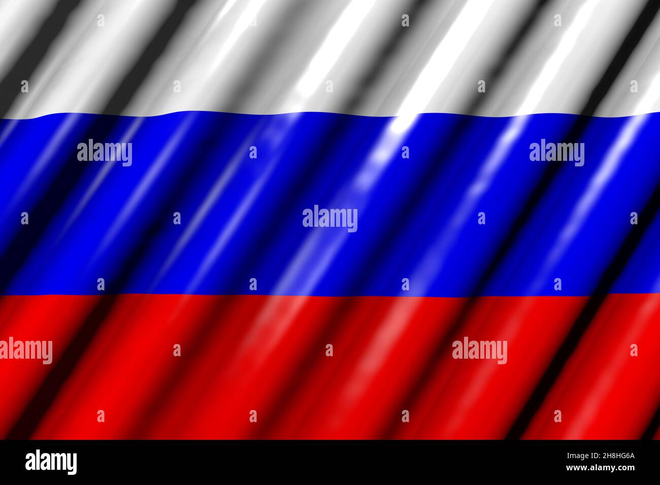 pretty glossy - looking like plastic flag of Russia with large folds ...