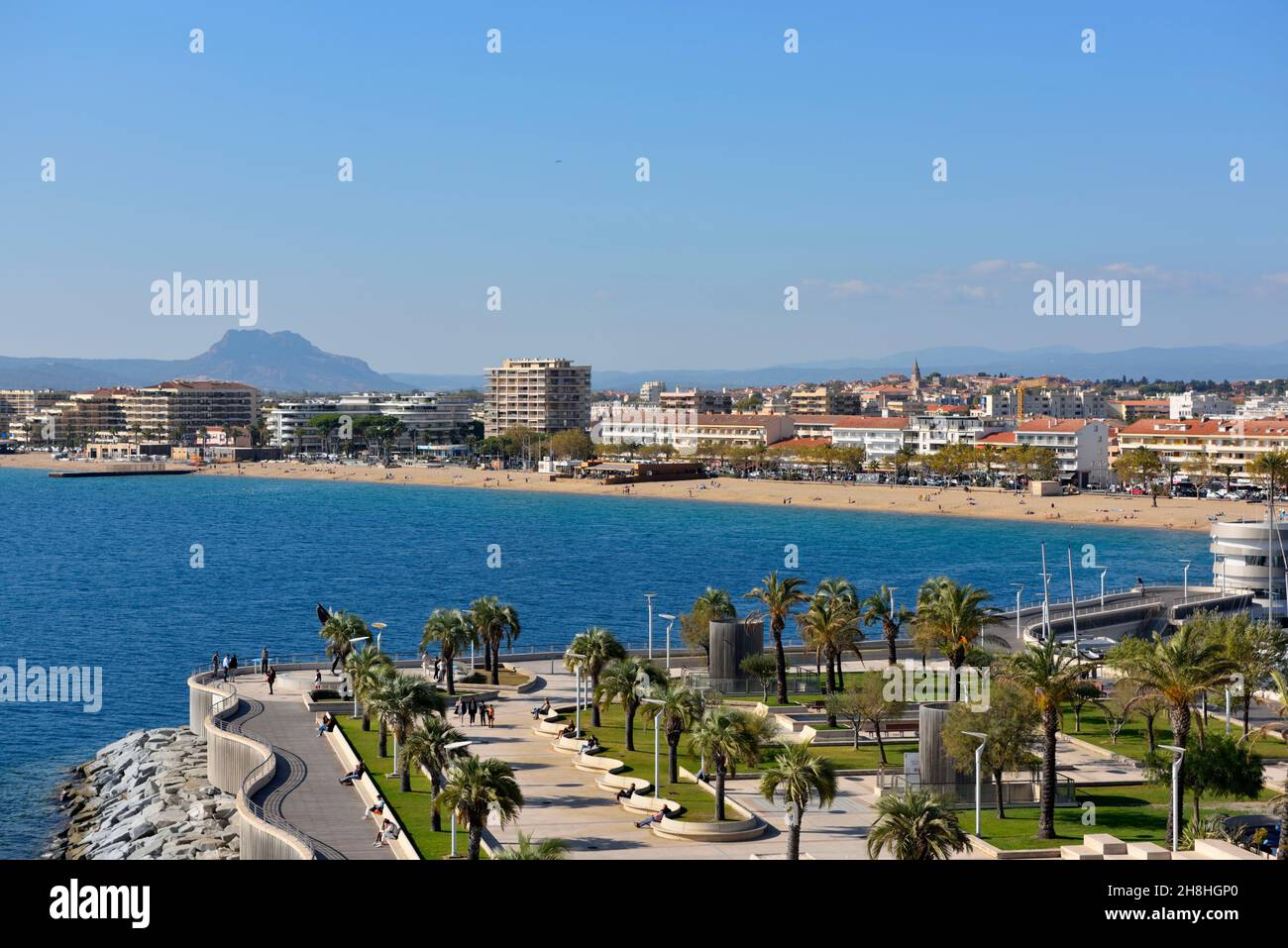 France, Var, Frejus, Frejus beach seen from Saint Raphaël and the ...