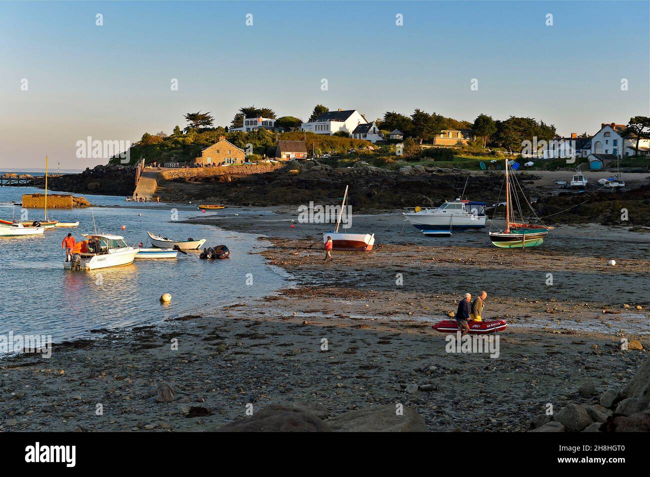 France, Manche, Chausey Islands, setting sun on the Grande île Stock ...