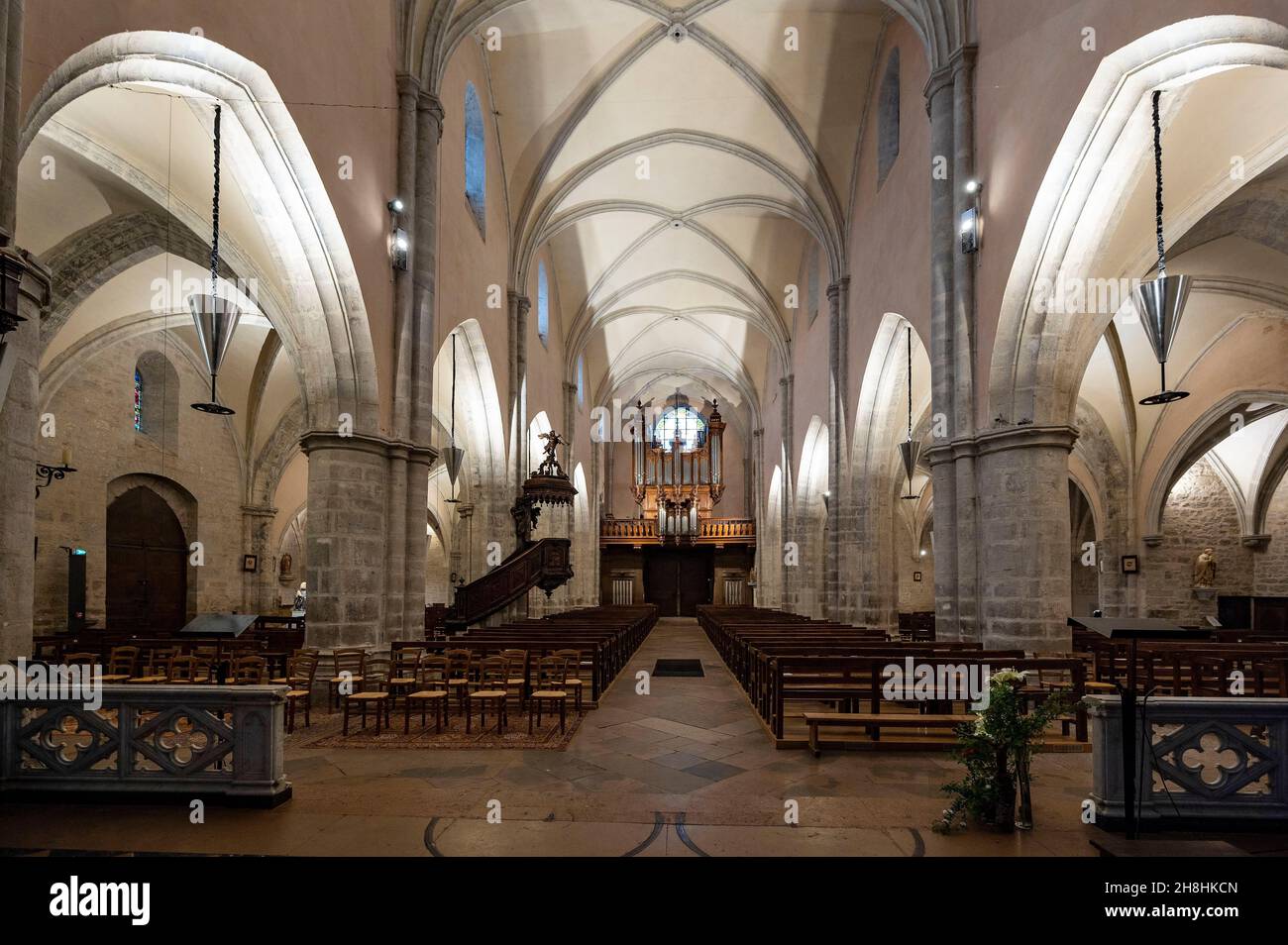 France, Jura, Poligny, the 15th century collegiale saint Hypolite, the ...