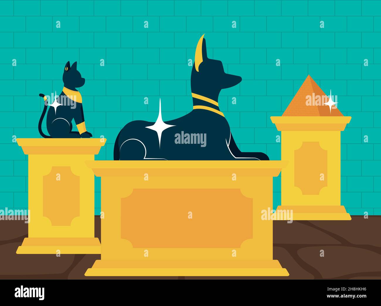 egypt statues poster on podiums Stock Vector Image & Art - Alamy