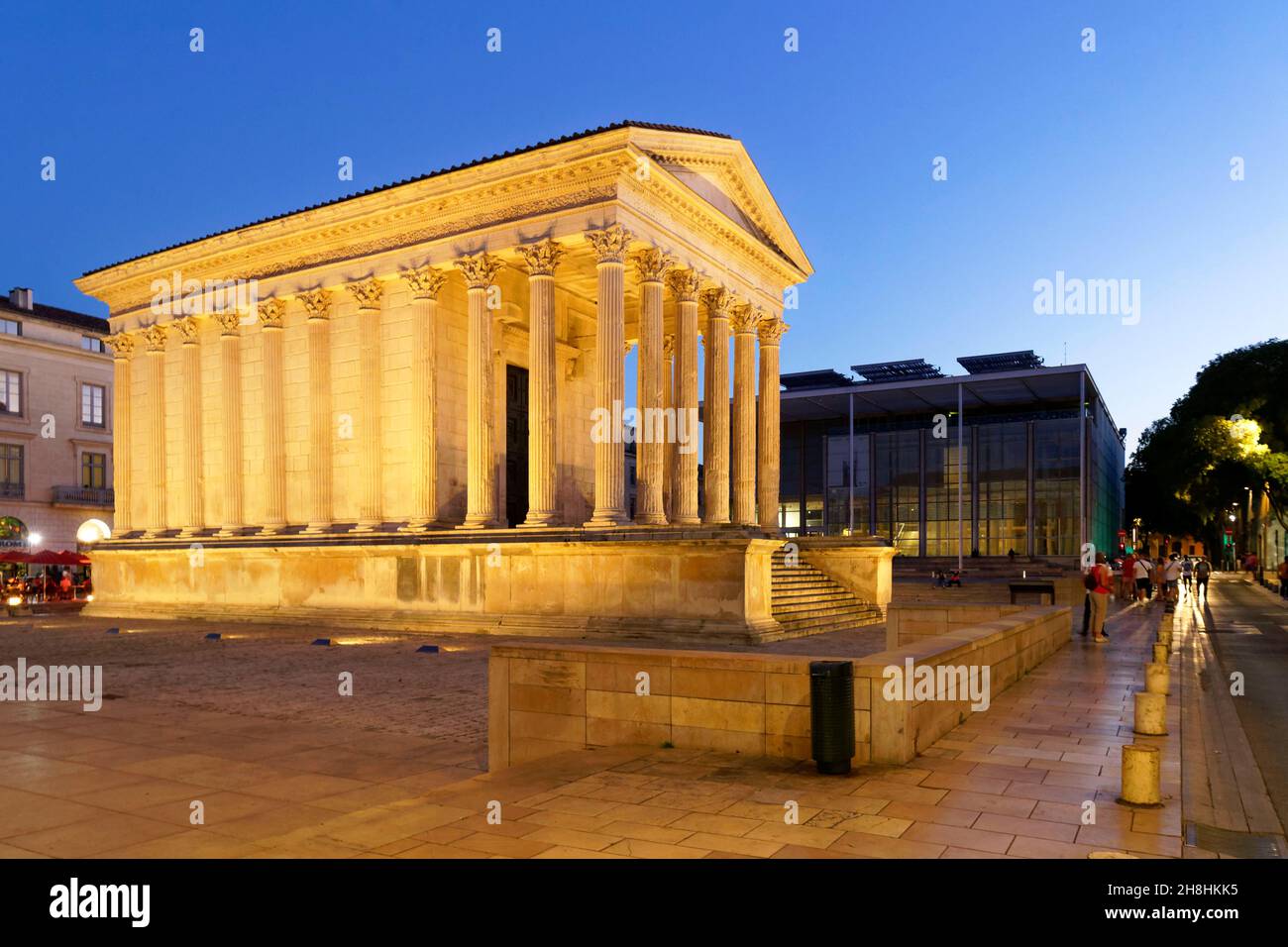 France, Gard, Nimes, Maison Carree, old Roman Temple of the 1st century ...