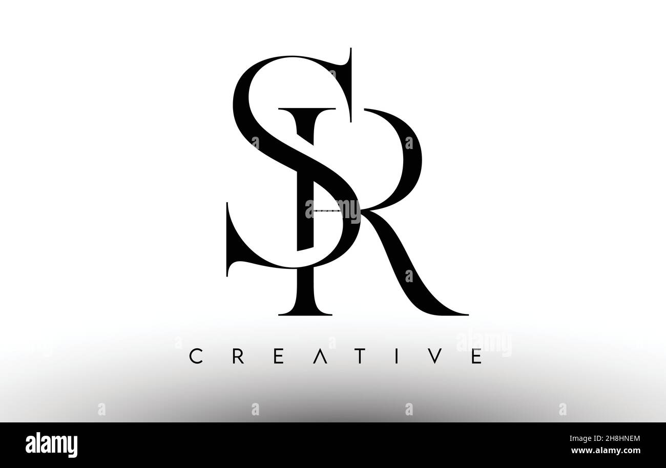 SR Minimalist Serif Modern Letter Logo in Black and White. SR Creative ...
