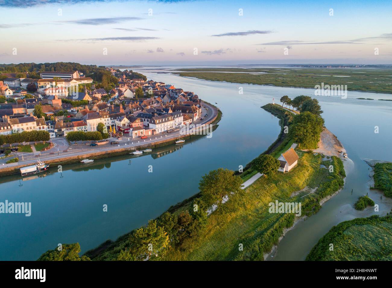 France, Somme, Baie de Somme, Saint-Valery-sur-Somme, mouth of the ...