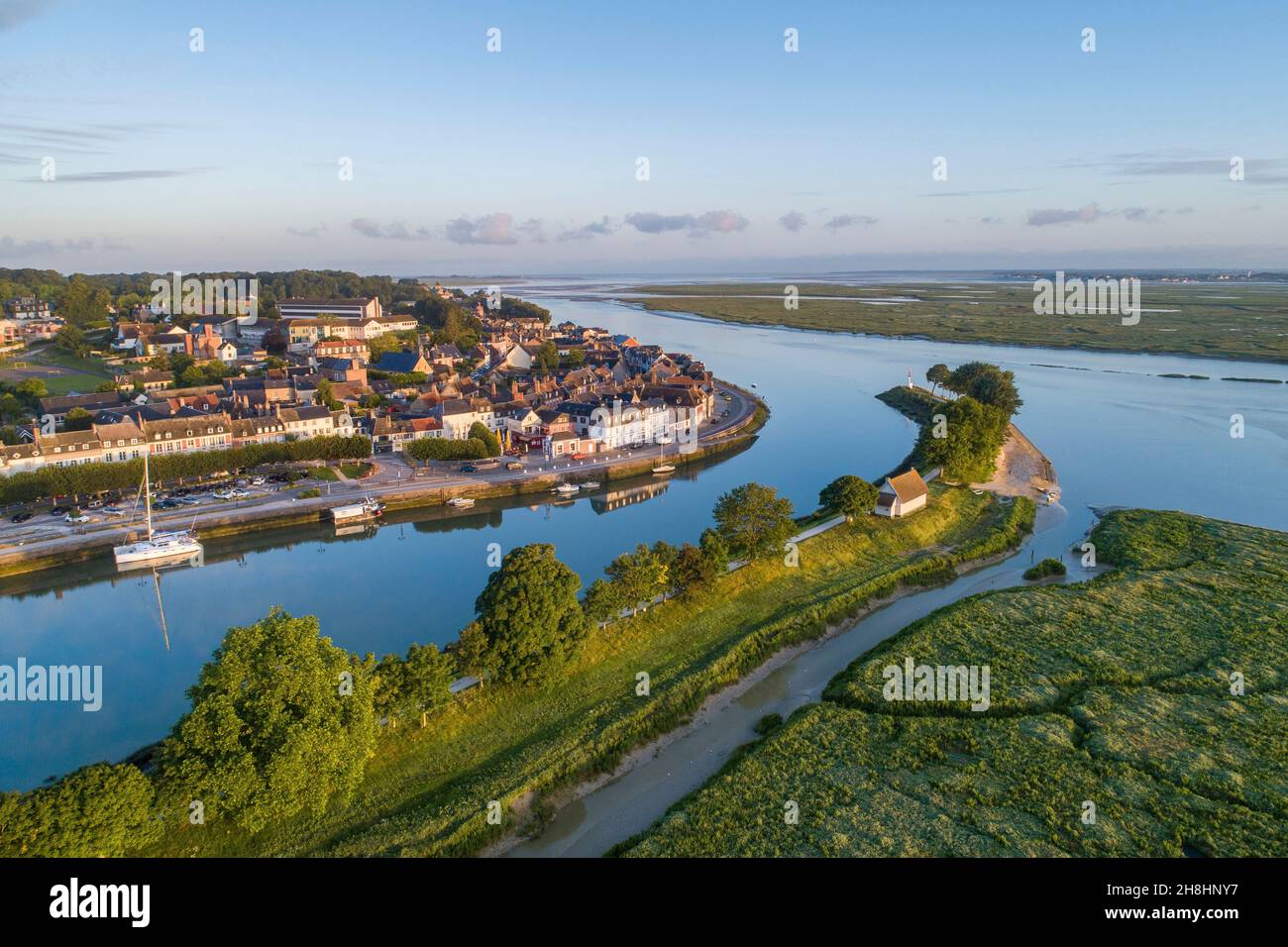France, Somme, Baie de Somme, Saint-Valery-sur-Somme, mouth of the ...