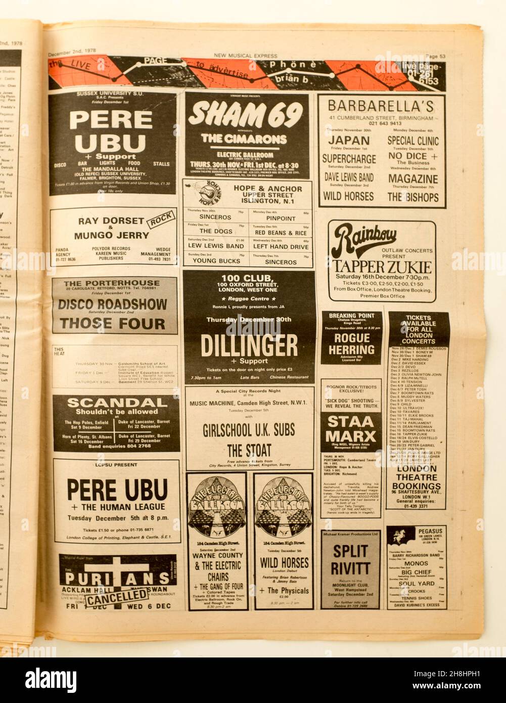 Adverts for Gigs in 1970s NME Magazine Stock Photo - Alamy