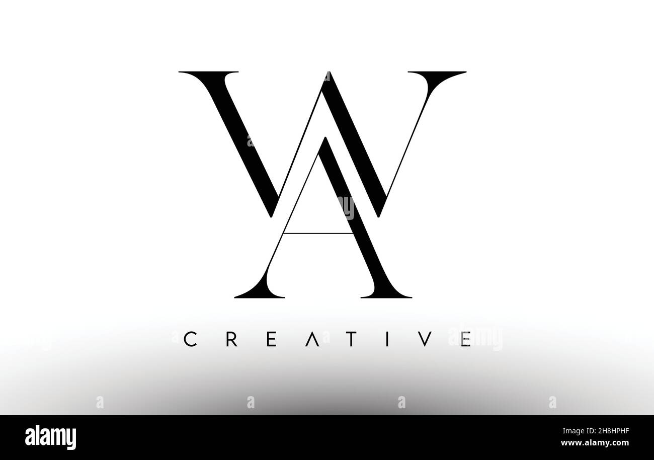 WA Minimalist Serif Modern Letter Logo in Black and White. WA Creative ...