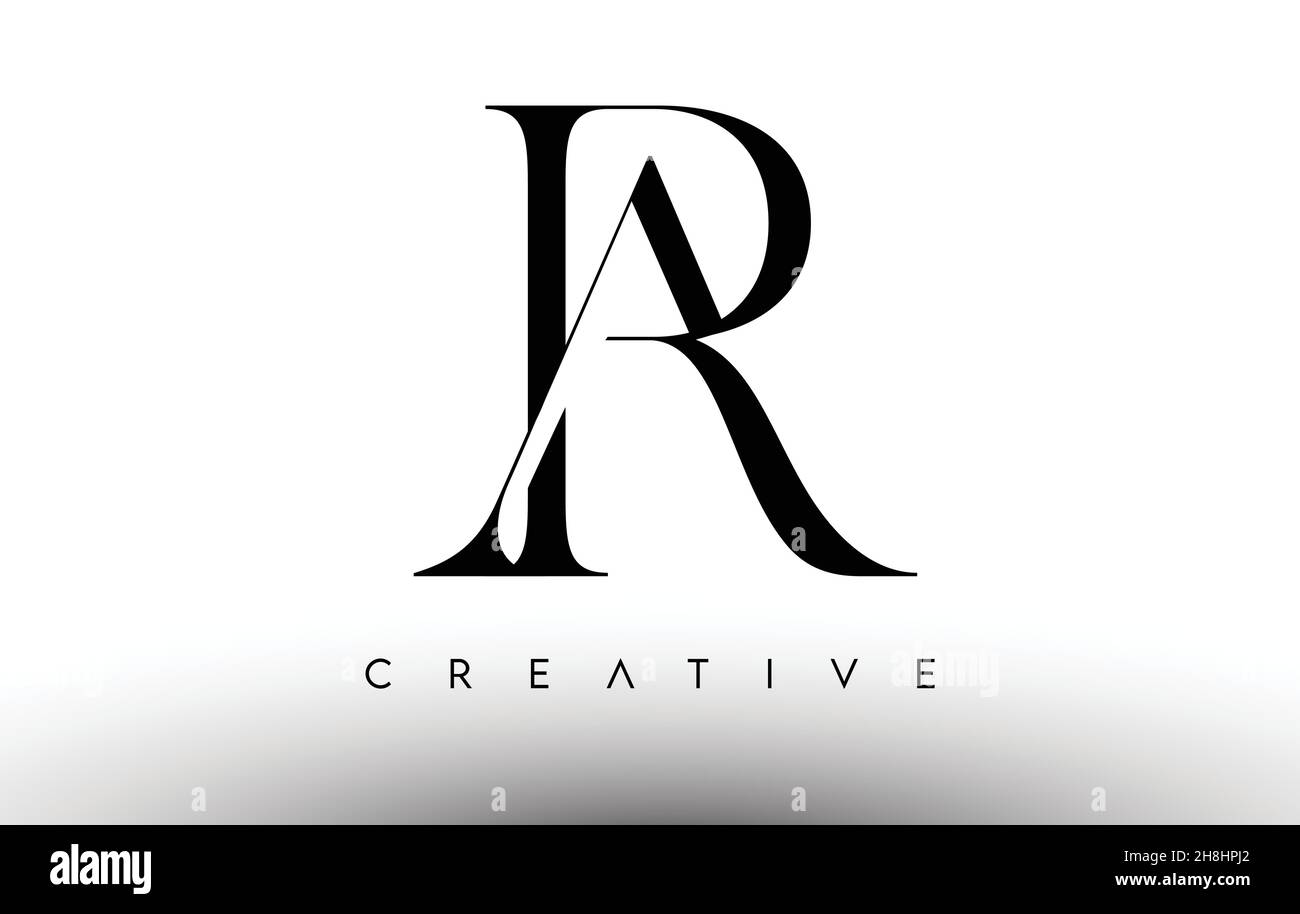 AR Minimalist Serif Modern Letter Logo in Black and White. RA Creative ...