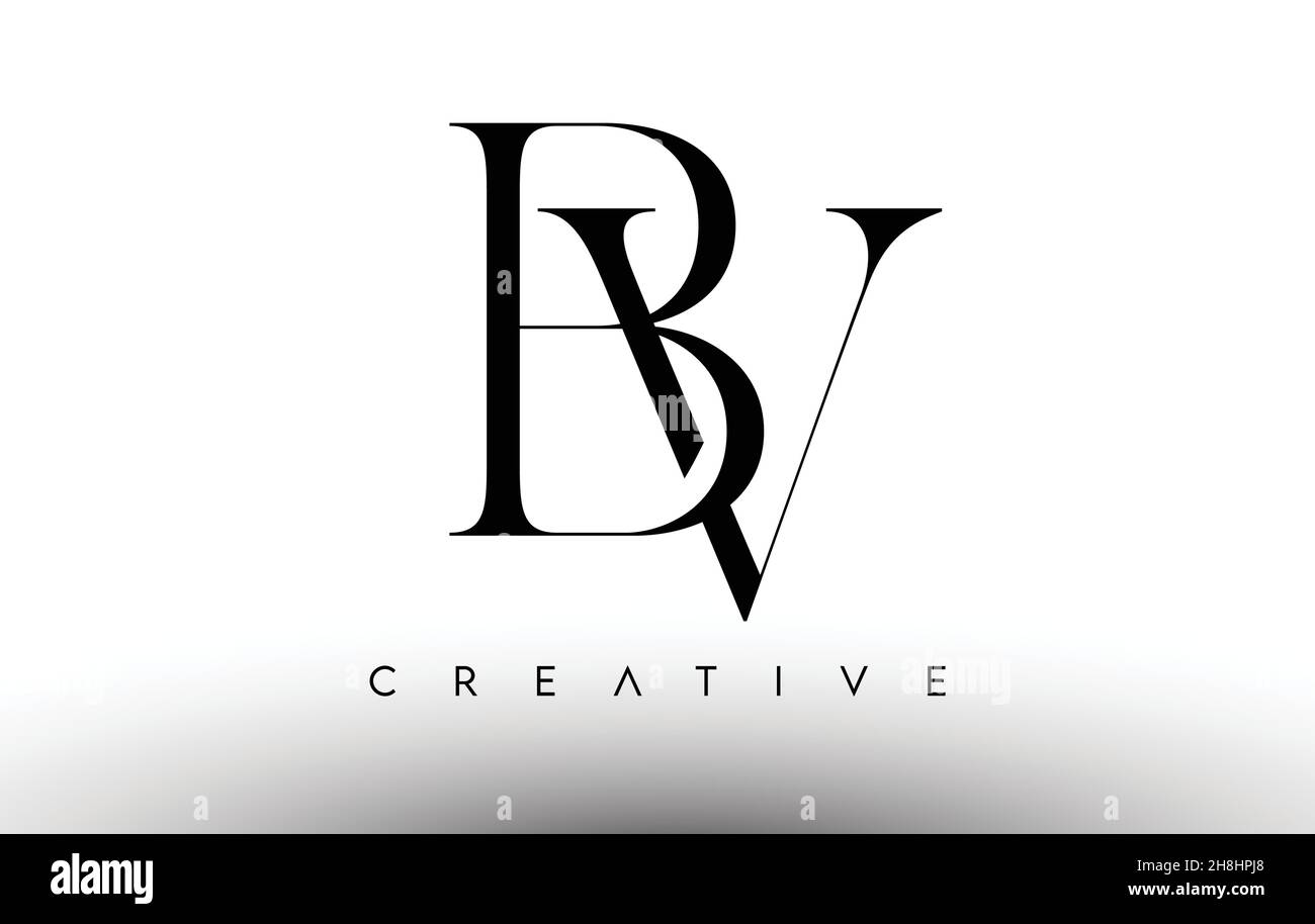 BV Minimalist Serif Modern Letter Logo in Black and White. BV Creative ...