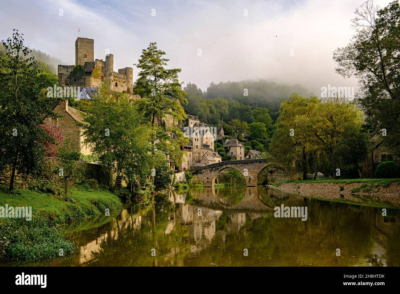 France, Aveyron, Belcastel, labelled one of the most beautiful villages ...