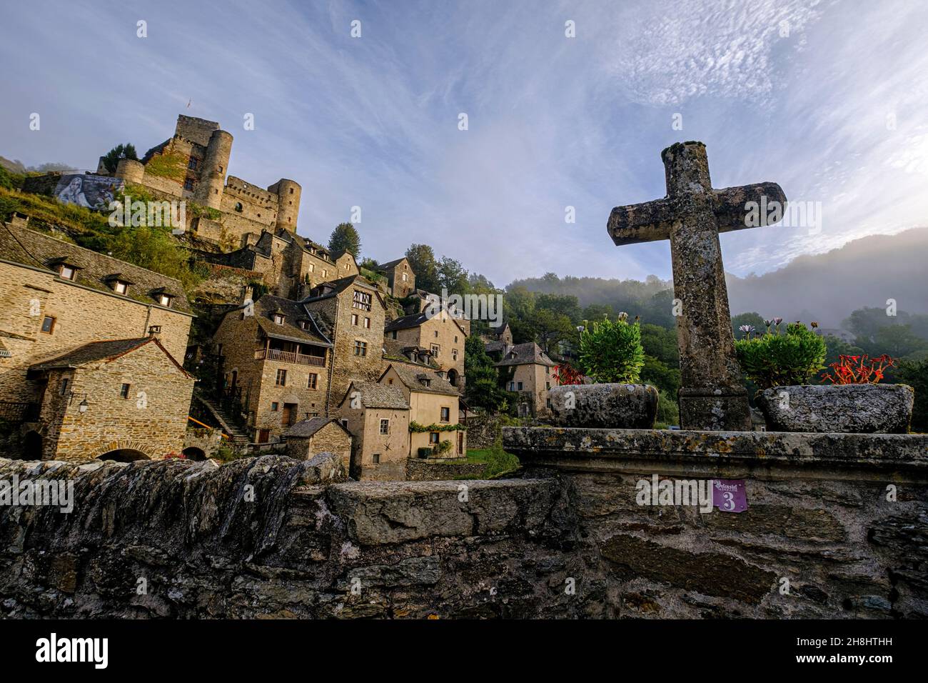 France, Aveyron, Belcastel, labelled one of the most beautiful villages ...