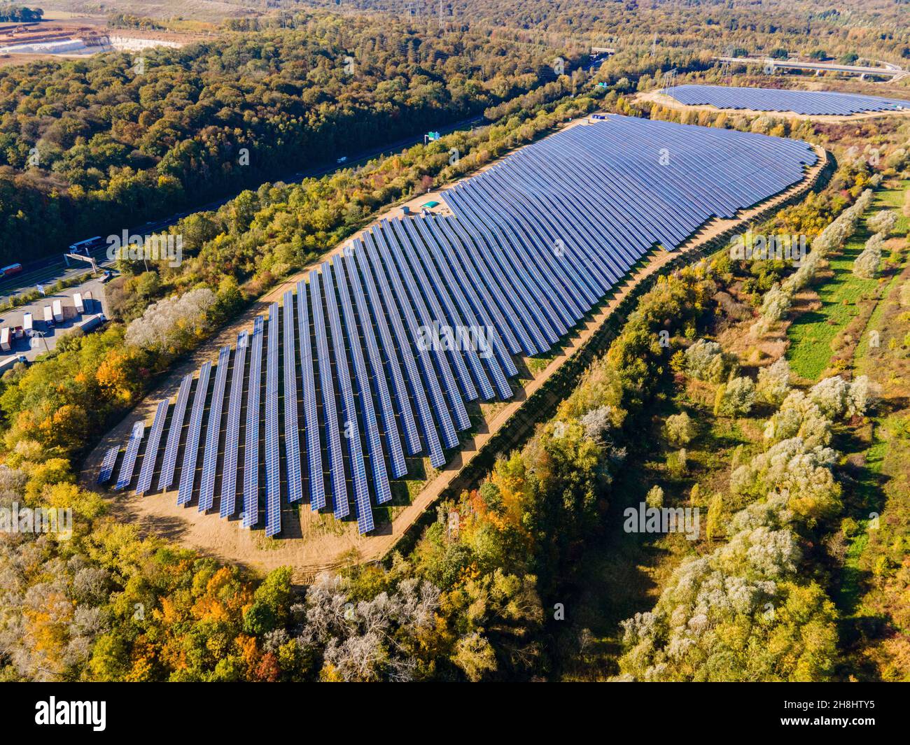 France, Essonne, Marcoussis, the largest solar panel farm in Ile de ...