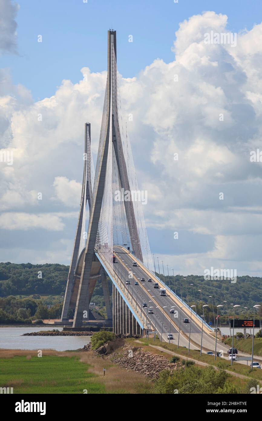 France, Seine Maritime, Normandy Bridge, designed by Michel Virlogeux ...