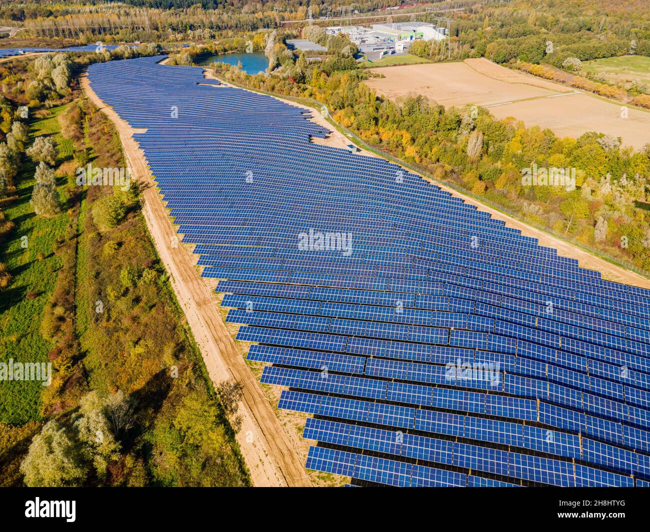France, Essonne, Marcoussis, the largest solar panel farm in Ile de ...