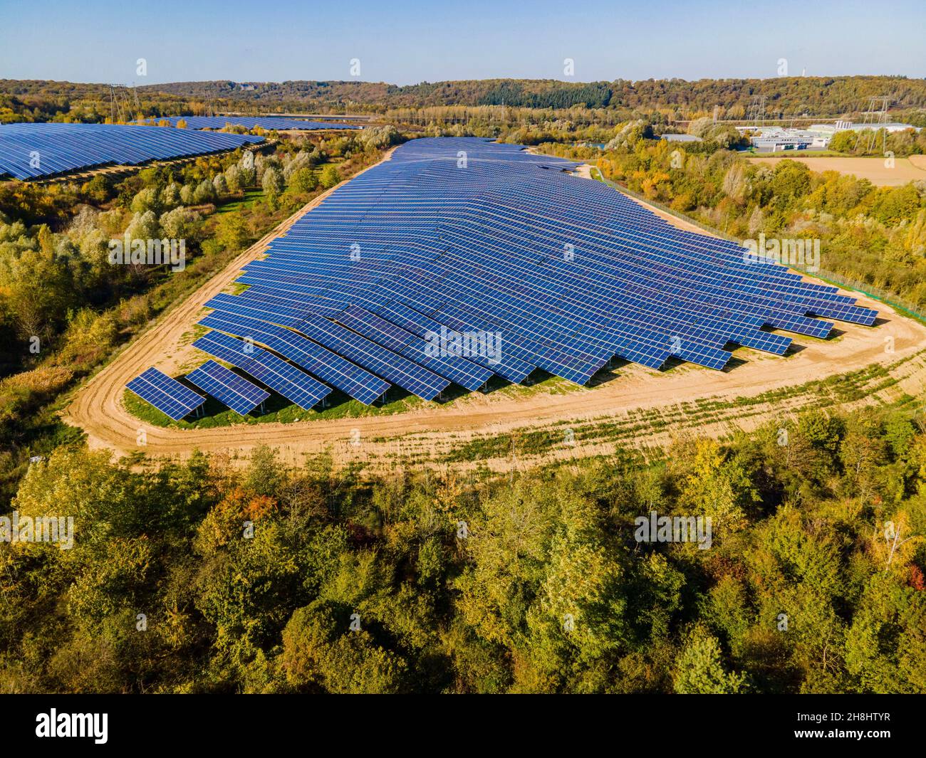 France, Essonne, Marcoussis, the largest solar panel farm in Ile de ...