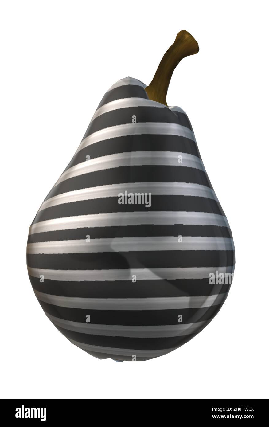 Black Silver Horizontal Strips Shiny Metal Pear Figurine Decoration ...