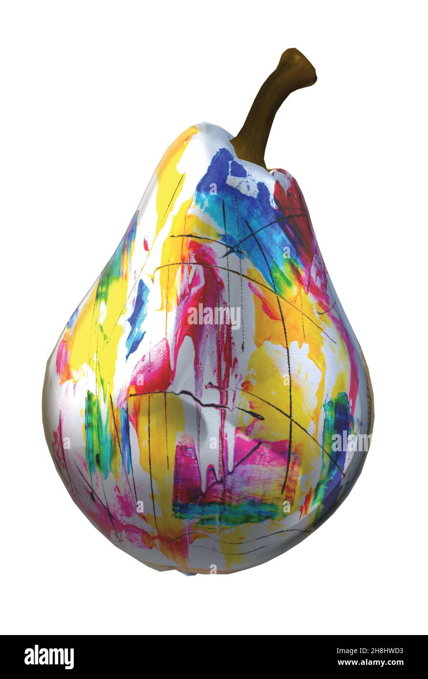Paint Splatter Shiny Metal Pear Figurine Decoration Stock Vector Image ...