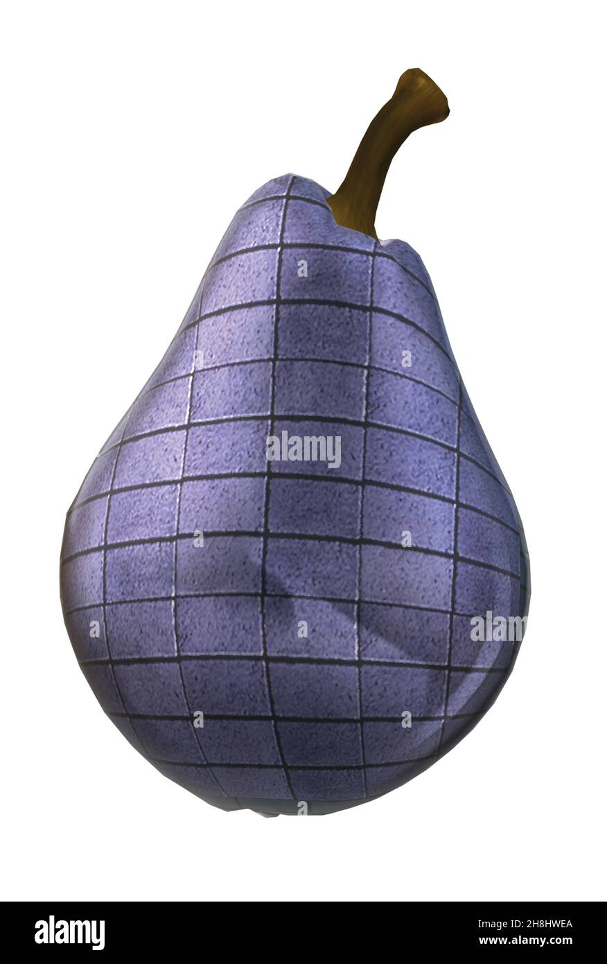 Purple Rectangular Block Cement Shiny Metal Pear Figurine Decoration ...