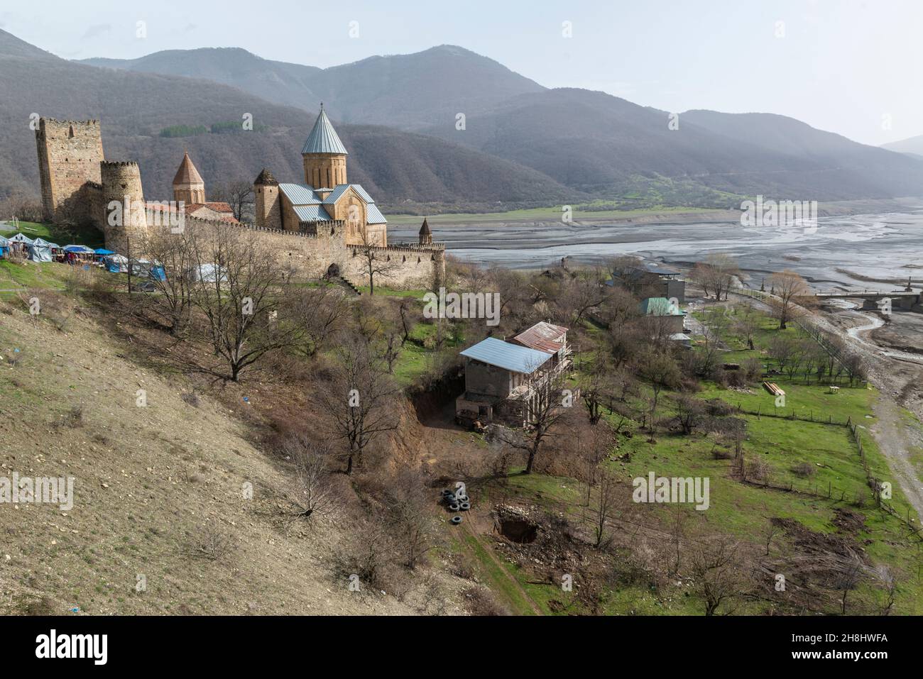 Ananuri castle complex on the Aragvi River in Georgia, Caucasus Stock ...