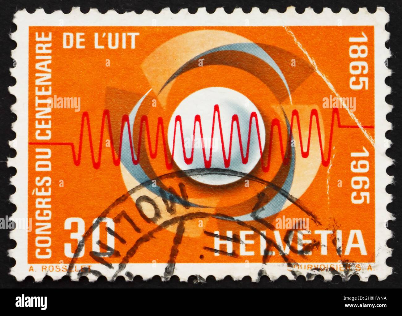 SWITZERLAND - CIRCA 1965: a stamp printed in the Switzerland shows ...