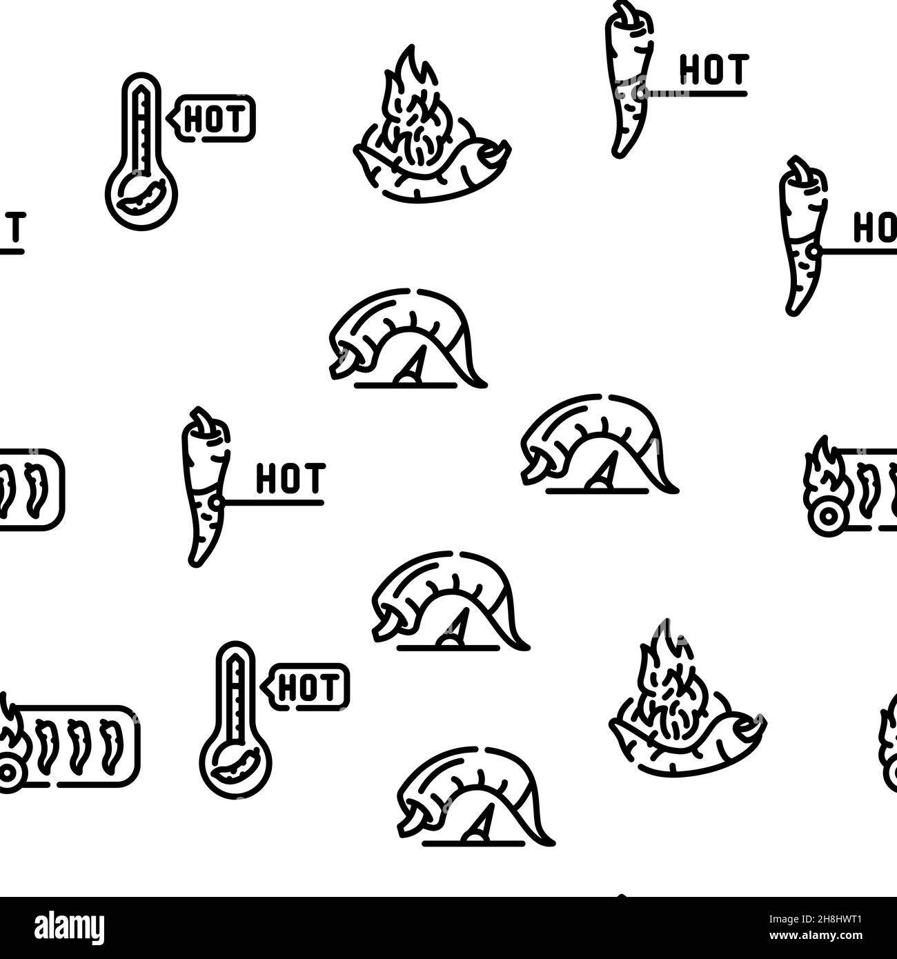 Spicy Pepper Different Scale Vector Seamless Pattern Stock Vector Image ...