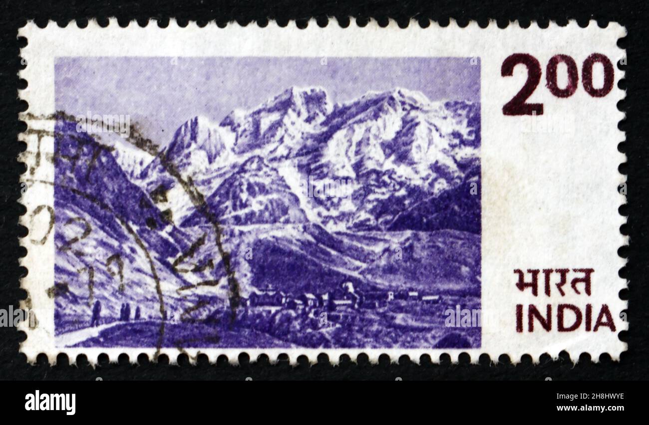 INDIA - CIRCA 1975: a stamp printed in India shows Himalayas, Mountain ...