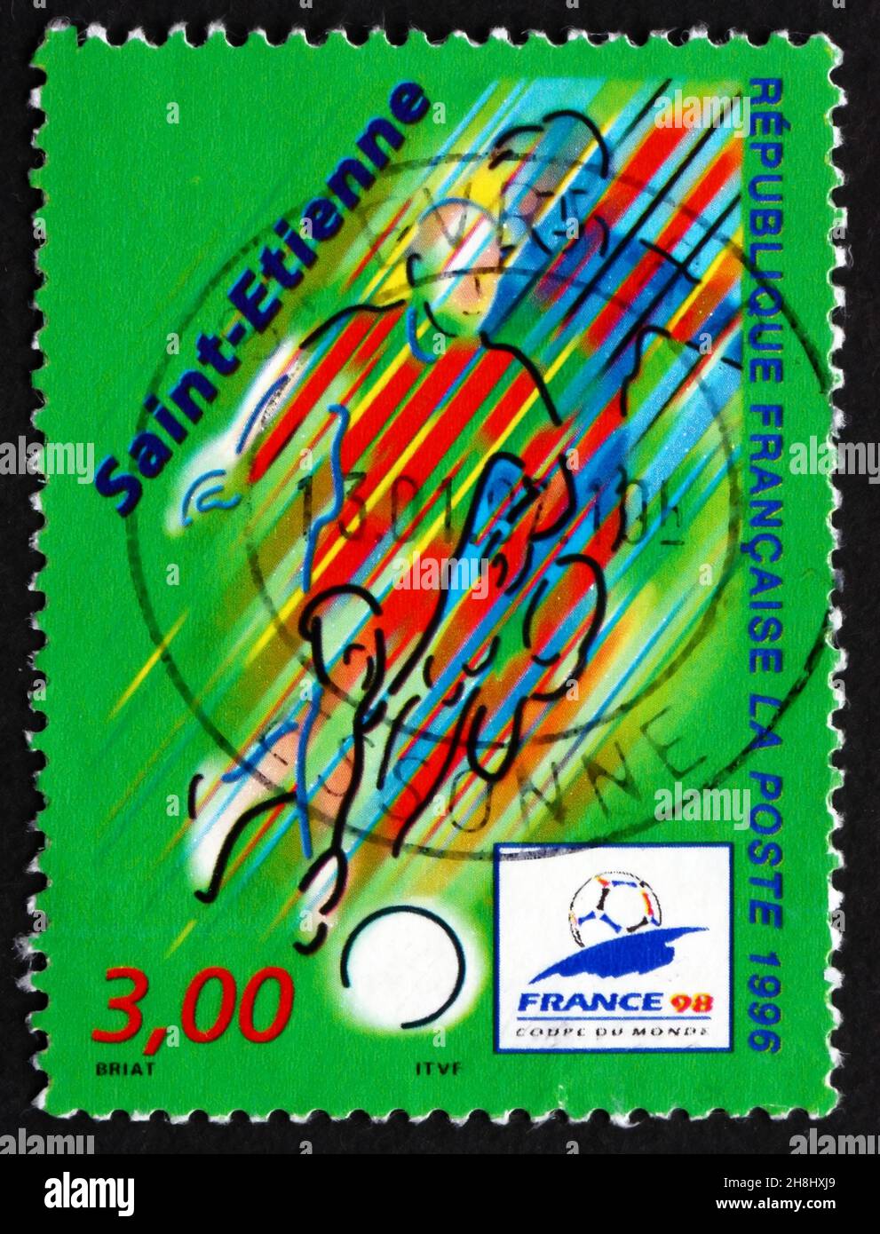 FRANCE - CIRCA 1996: a stamp printed in the France shows Saint-Etienne ...