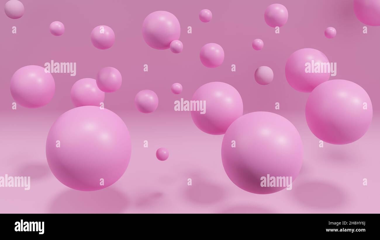 Pink floating balls on a soft background, 3d illustration Stock Photo ...