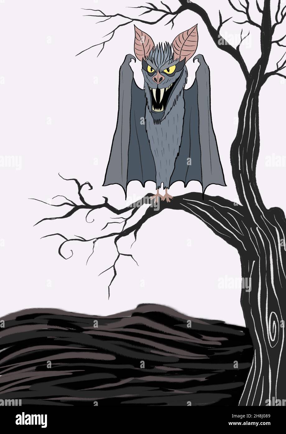 a spooky bat illustration Stock Photo - Alamy