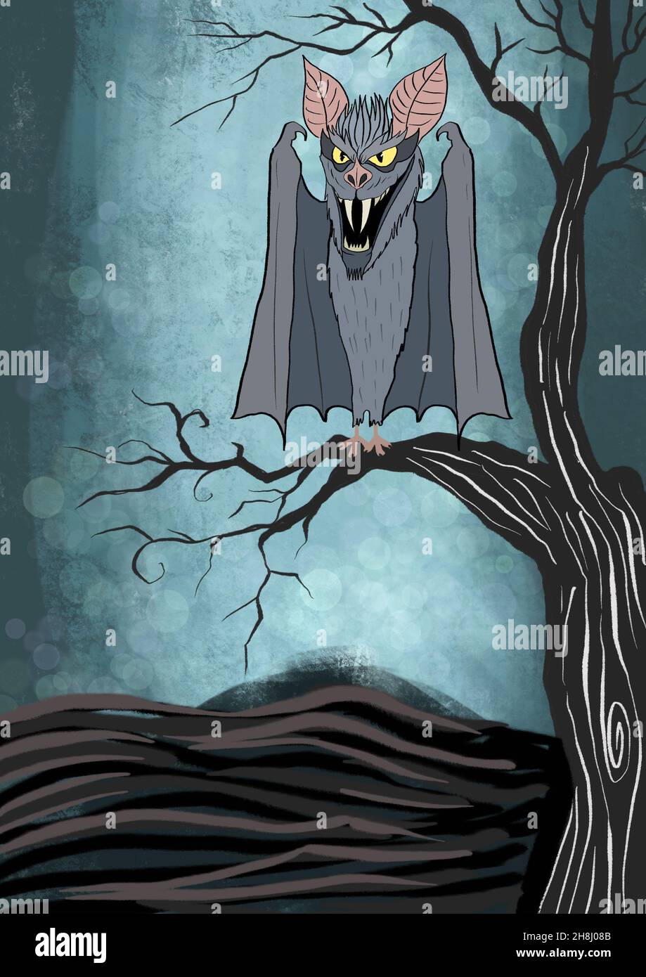 a spooky bat illustration Stock Photo - Alamy