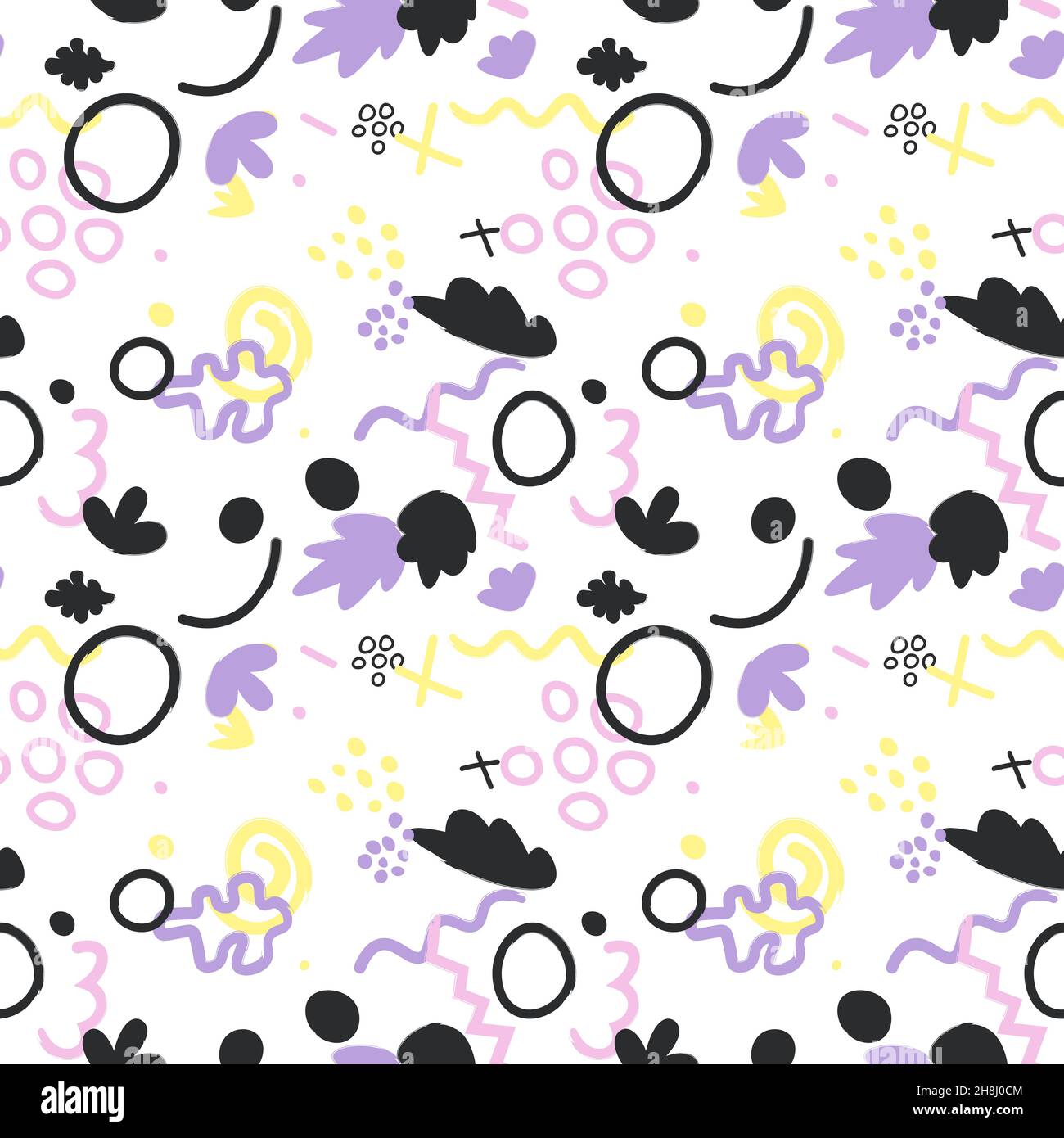 Hand drawn brush pattern background with abstract shape. Vector ...