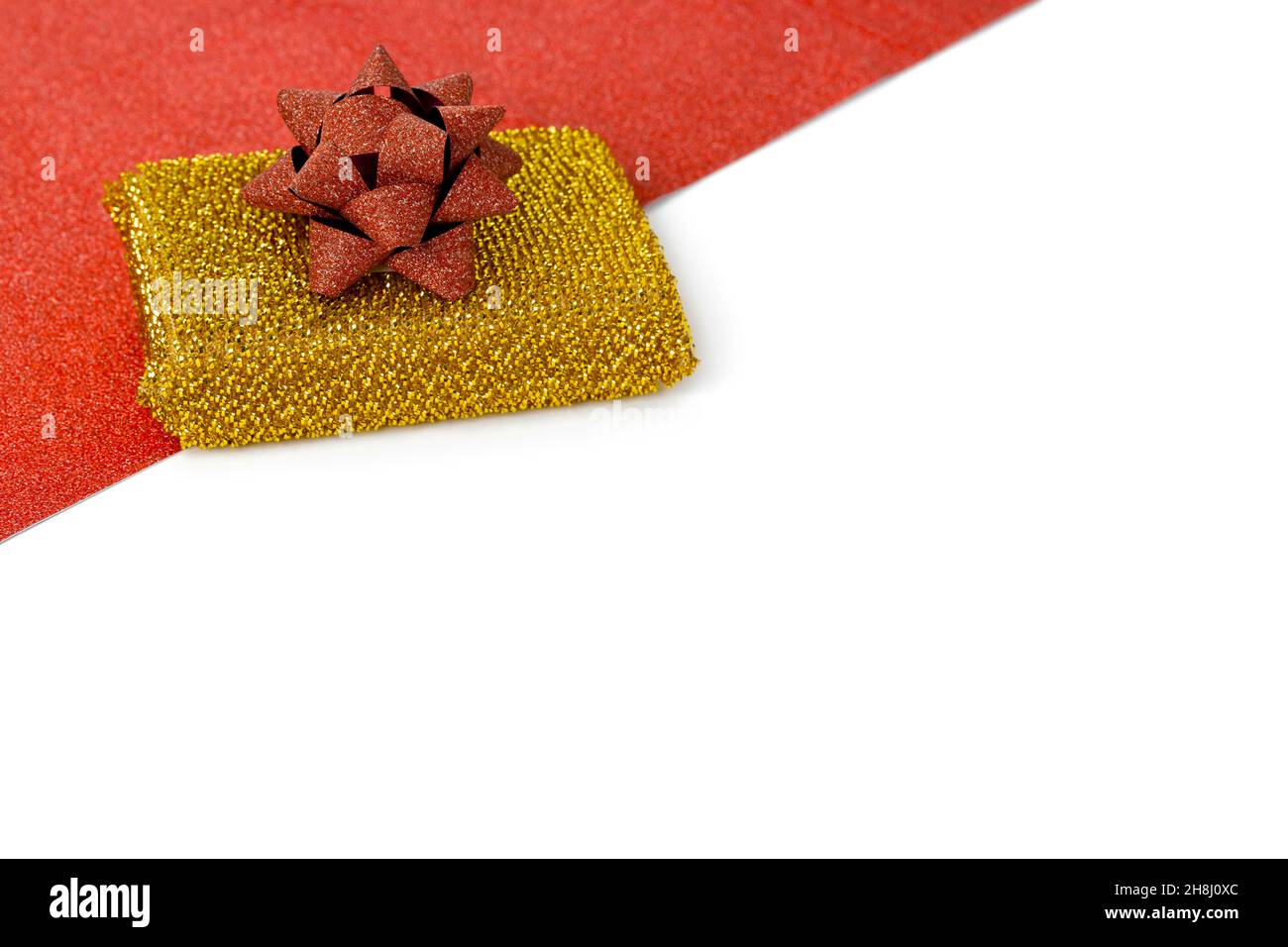 Golden sponge for dishwashing isolated on white background Stock Photo ...