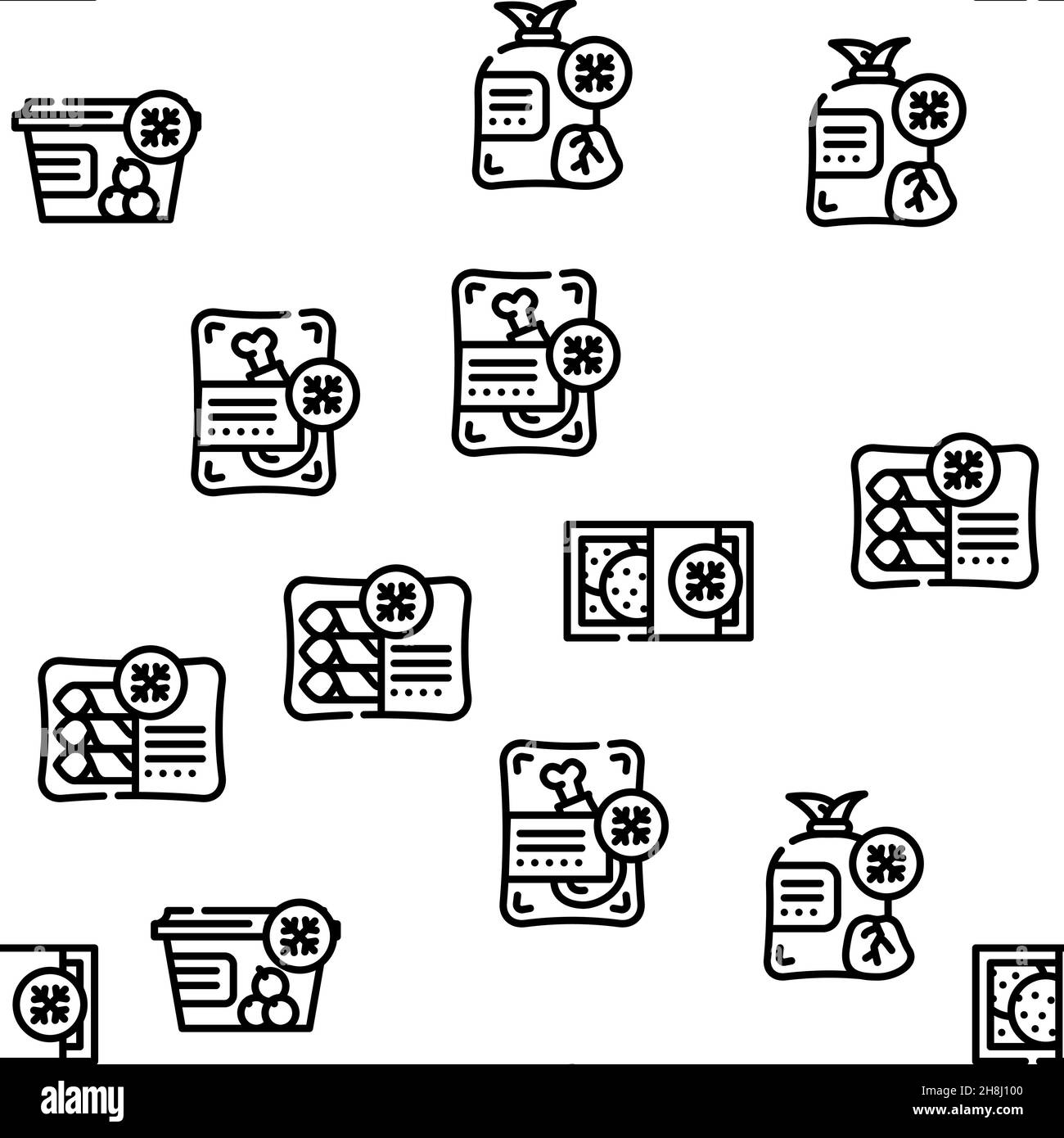 Frozen Food Storage Packaging Vector Seamless Pattern Stock Vector ...