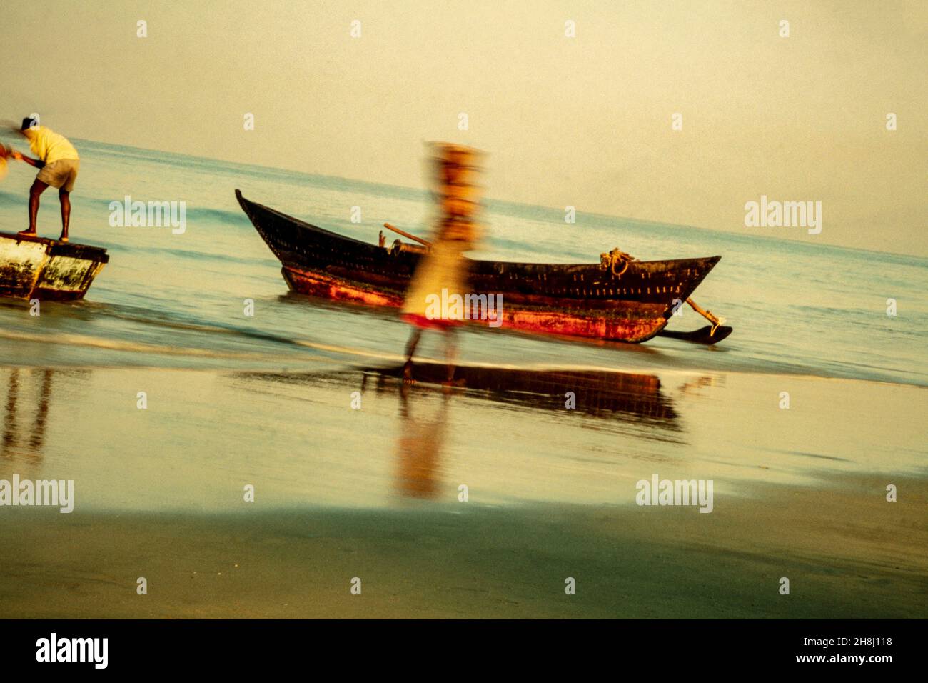 The catch, sustainable commercial fishing in Goa, India. Beachside ...