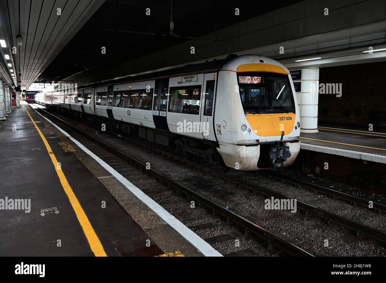 Class 357 trains at Fenchurch street station in London Stock Photo - Alamy