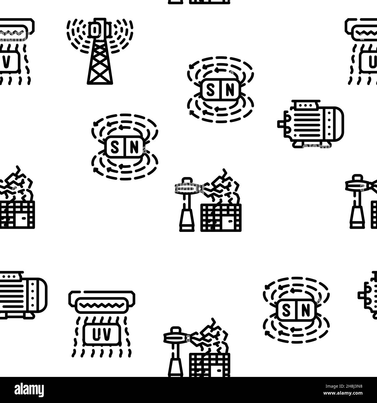 Electromagnetic Science Physics Vector Seamless Pattern Stock Vector ...