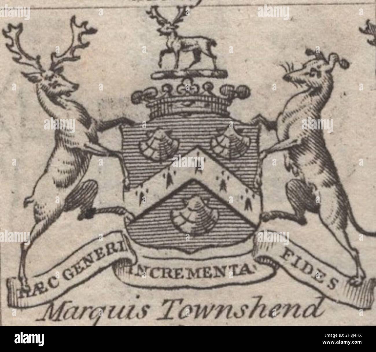 antique 18th century engraving heraldy coats of arms, English Viscounts ...