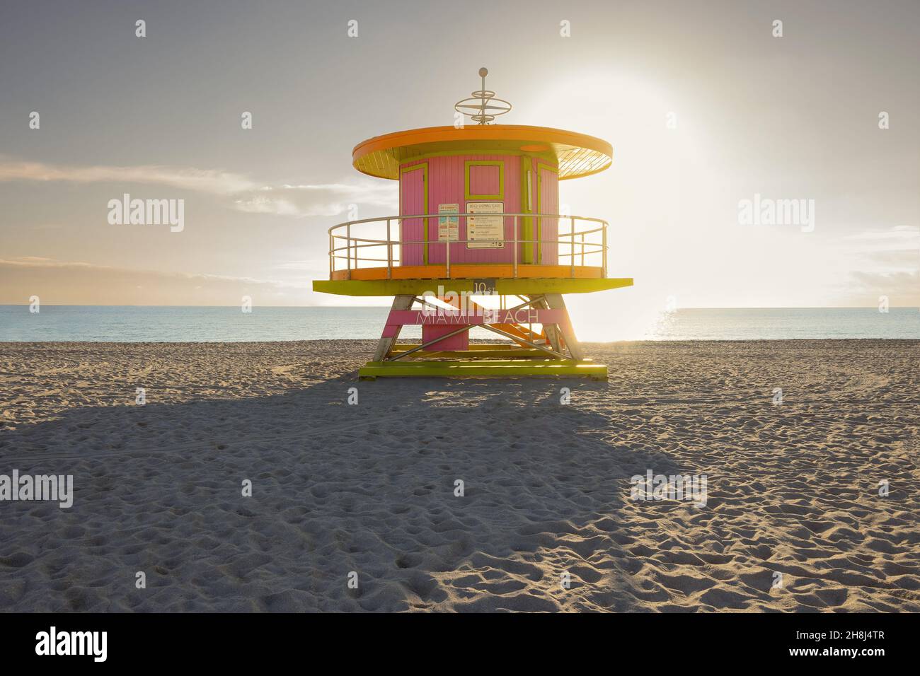 Miami South Beach lifeguard house in a colorful art deco style Stock ...
