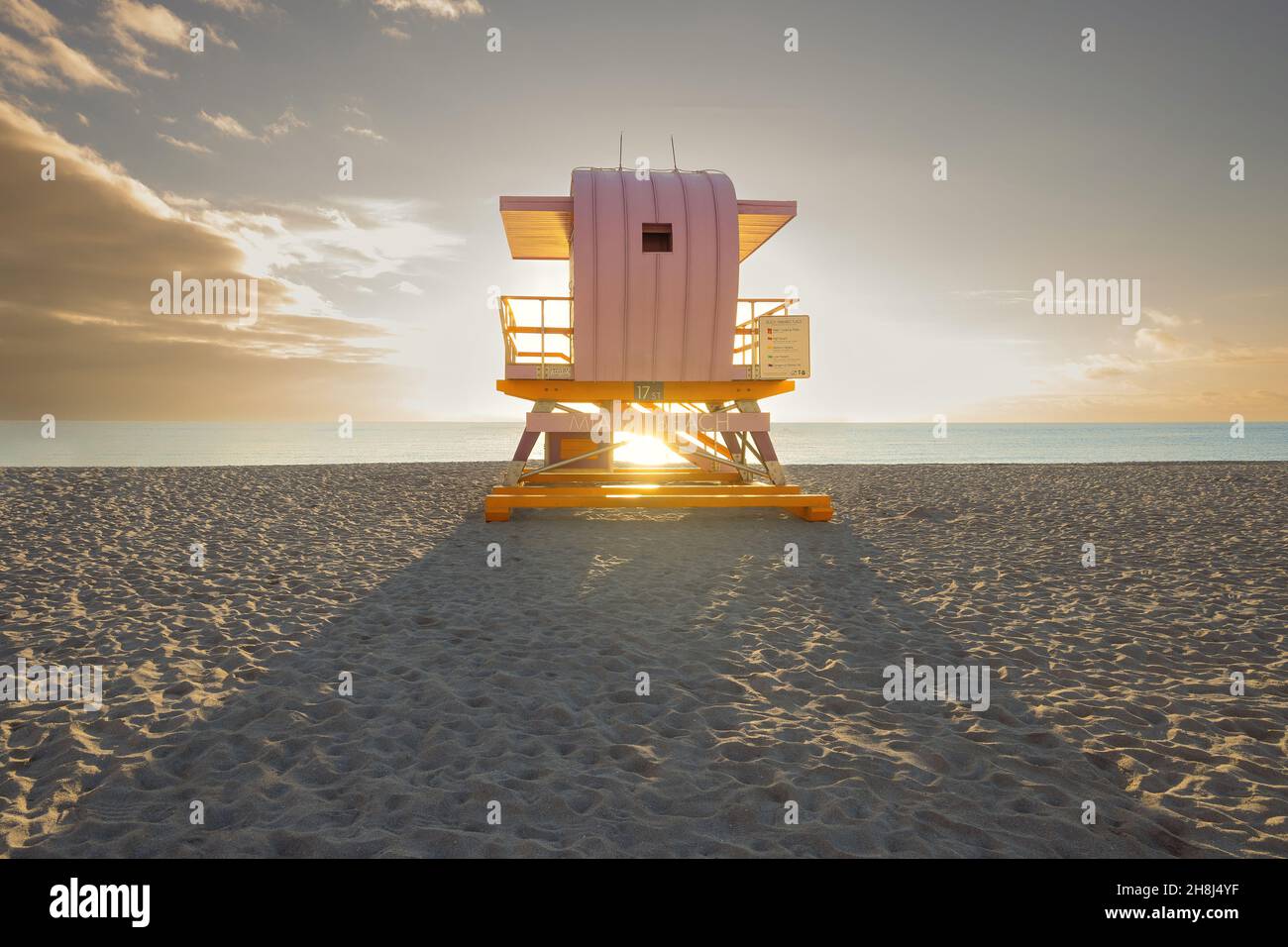 Miami South Beach lifeguard house in a colorful art deco style Stock ...