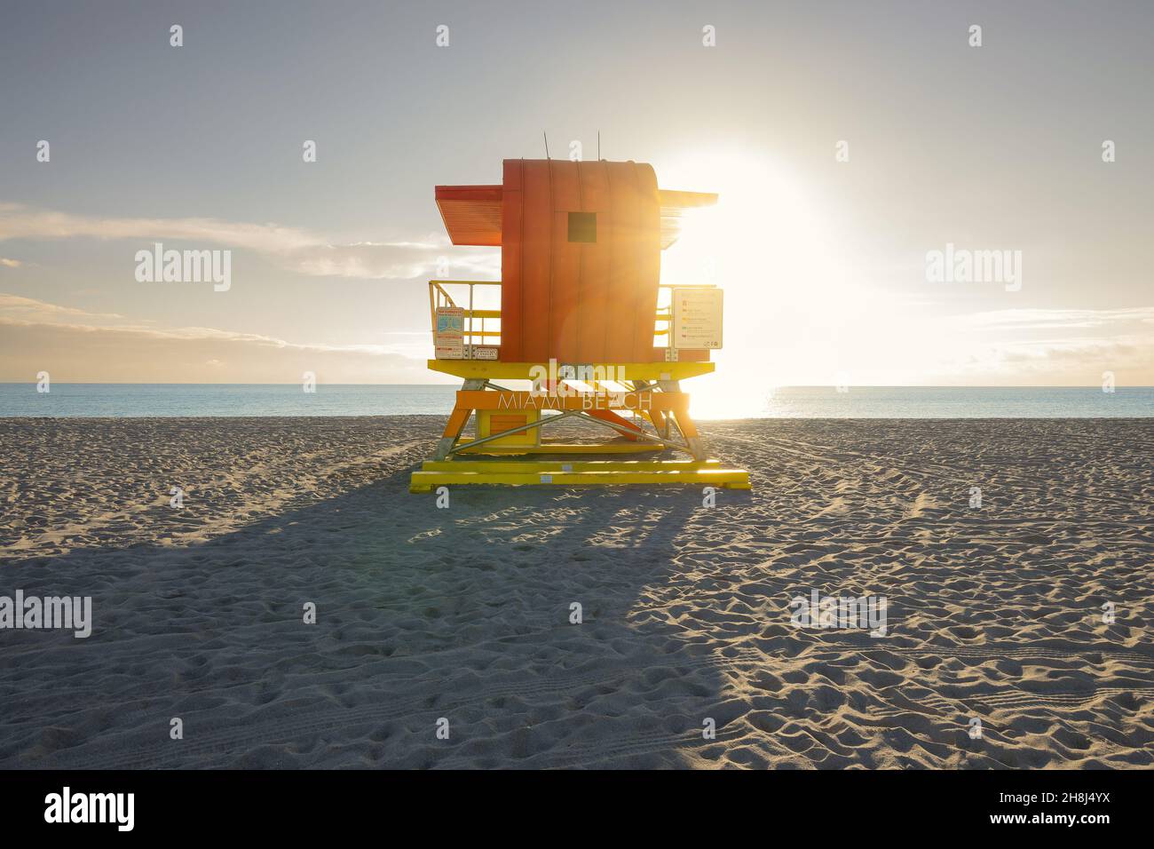 Miami South Beach lifeguard house in a colorful art deco style Stock ...