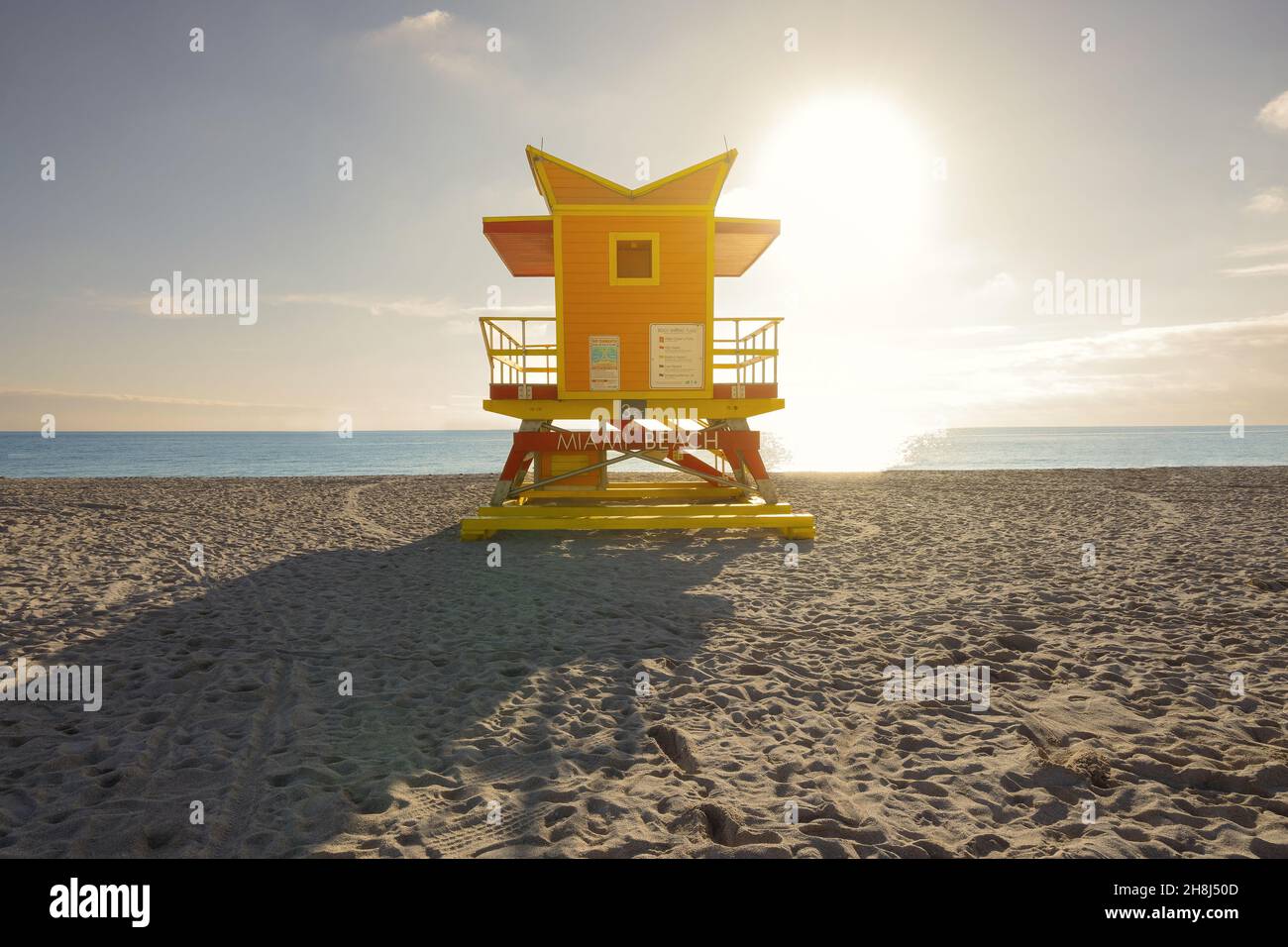 Miami South Beach lifeguard house in a colorful art deco style Stock ...