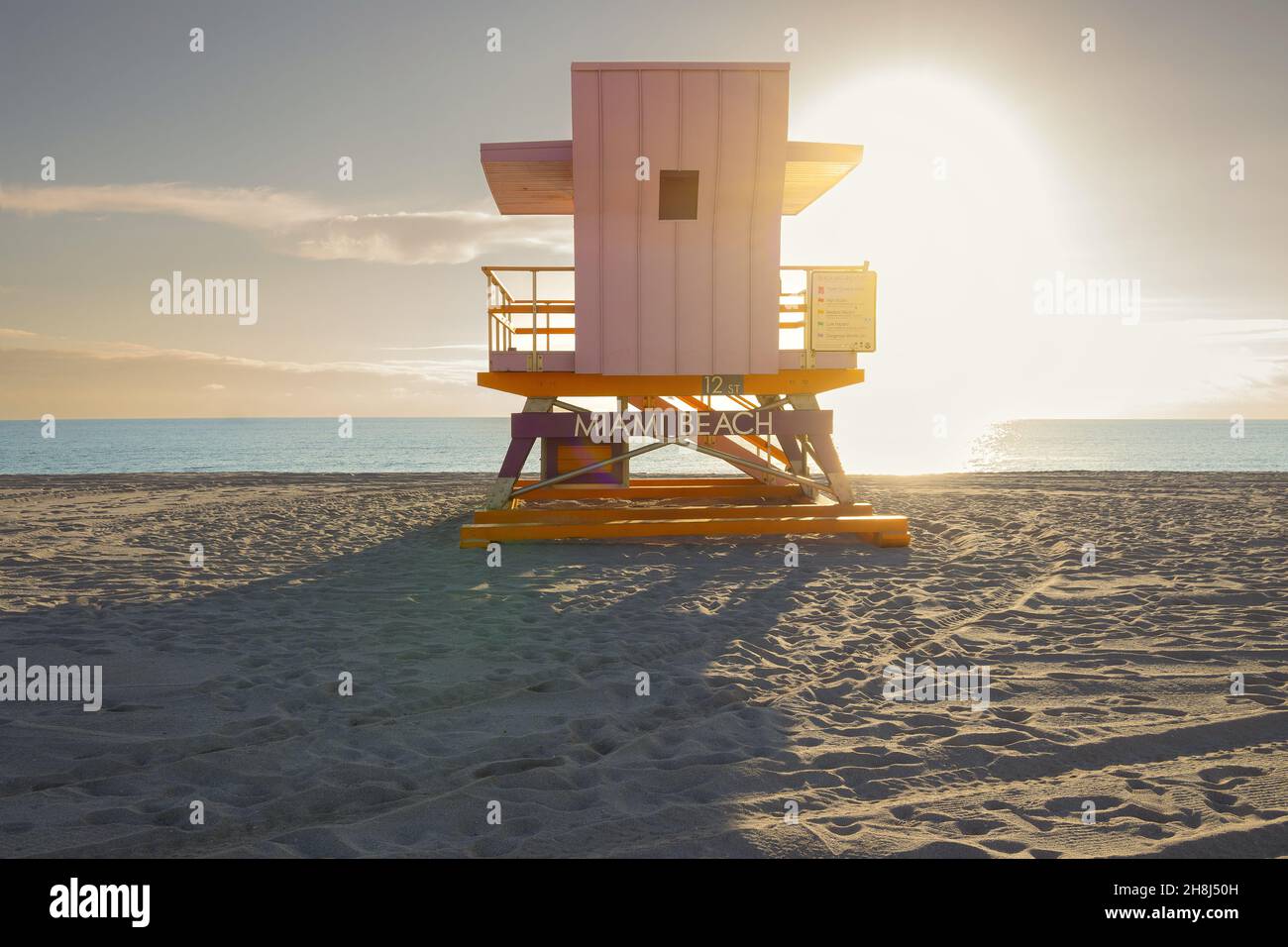 Miami South Beach lifeguard house in a colorful art deco style Stock ...