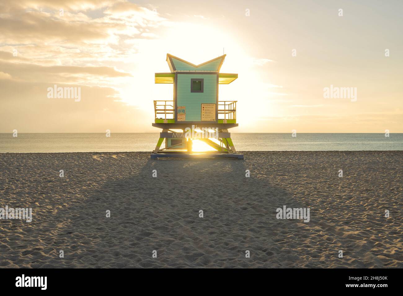Miami South Beach lifeguard house in a colorful art deco style Stock ...