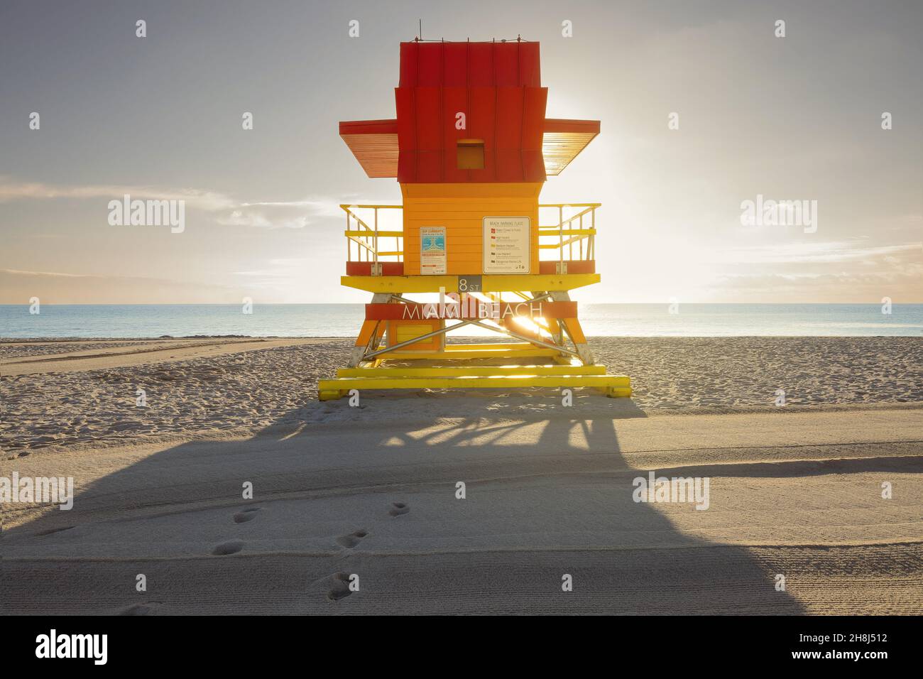 Miami South Beach lifeguard house in a colorful art deco style Stock ...