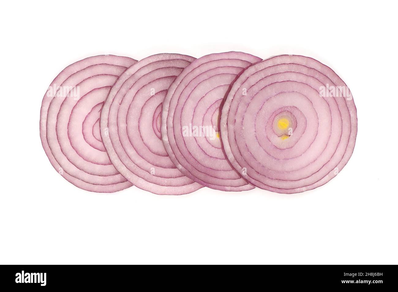 Red onion sliced into rings isolated on white background. High ...