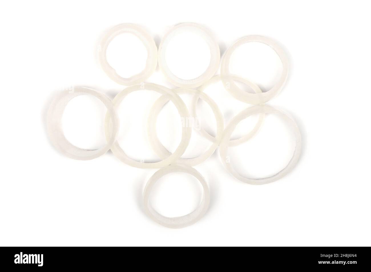 Sliced white onion rings isolated on white background. High resolution ...