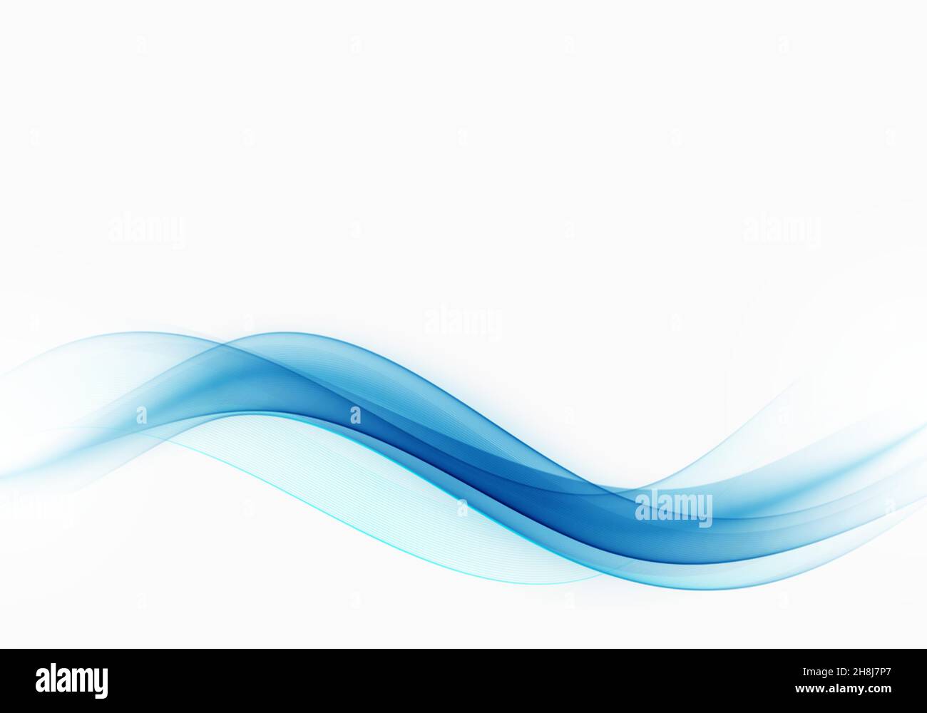 Blue wave on a white background, transparent stream of wavy lines Stock ...