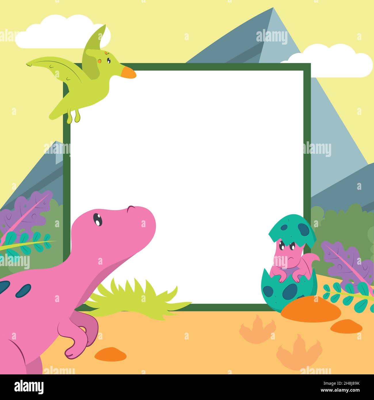 three dinosaurs frame on nature Stock Vector Image & Art - Alamy
