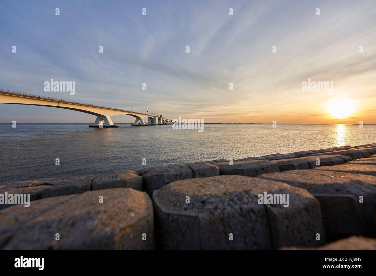 Bridge structure made of concrete and steel. The Zeeland Bridge in ...