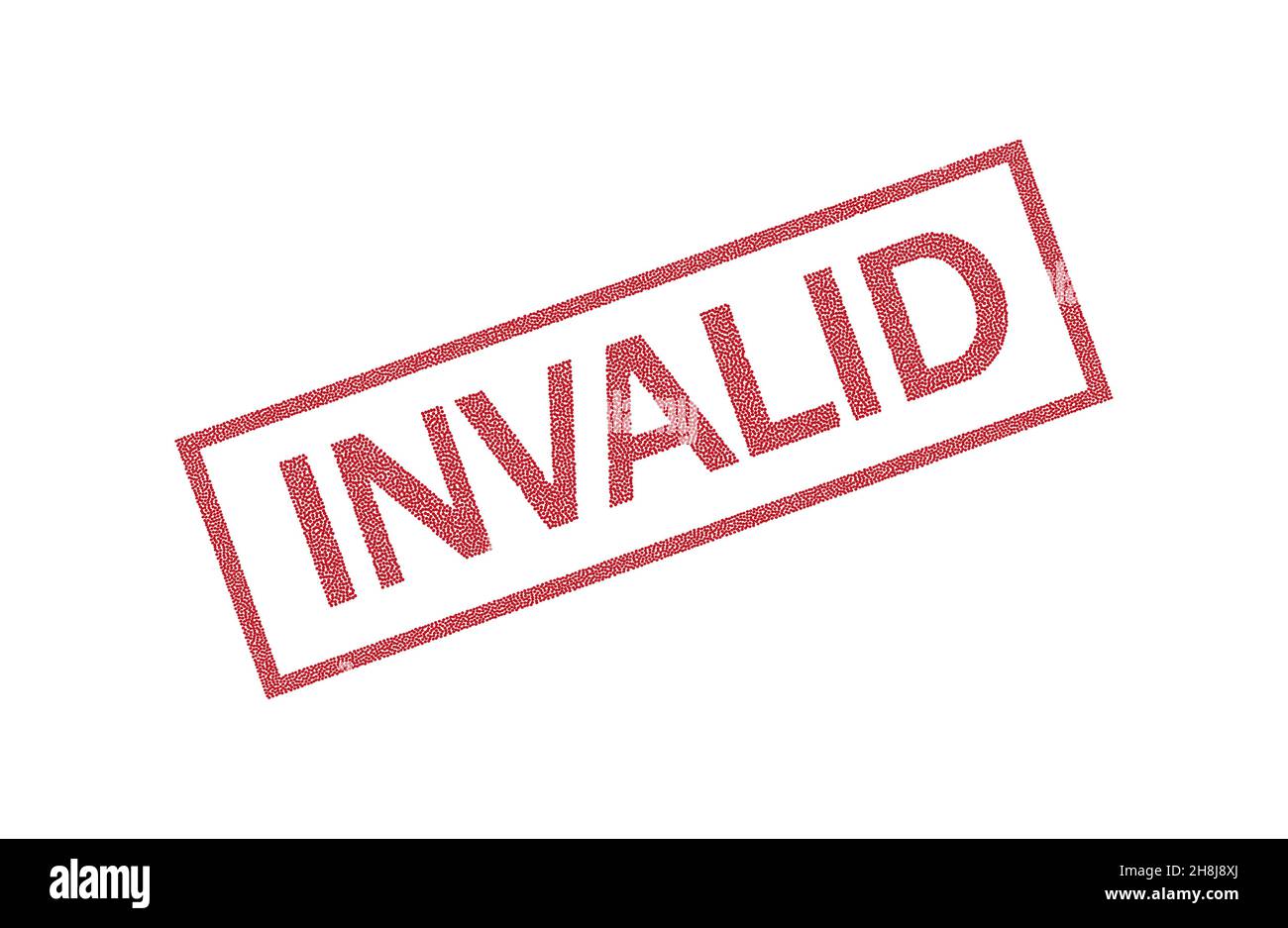Grunge red invalid word square rubber seal stamp on white background ...